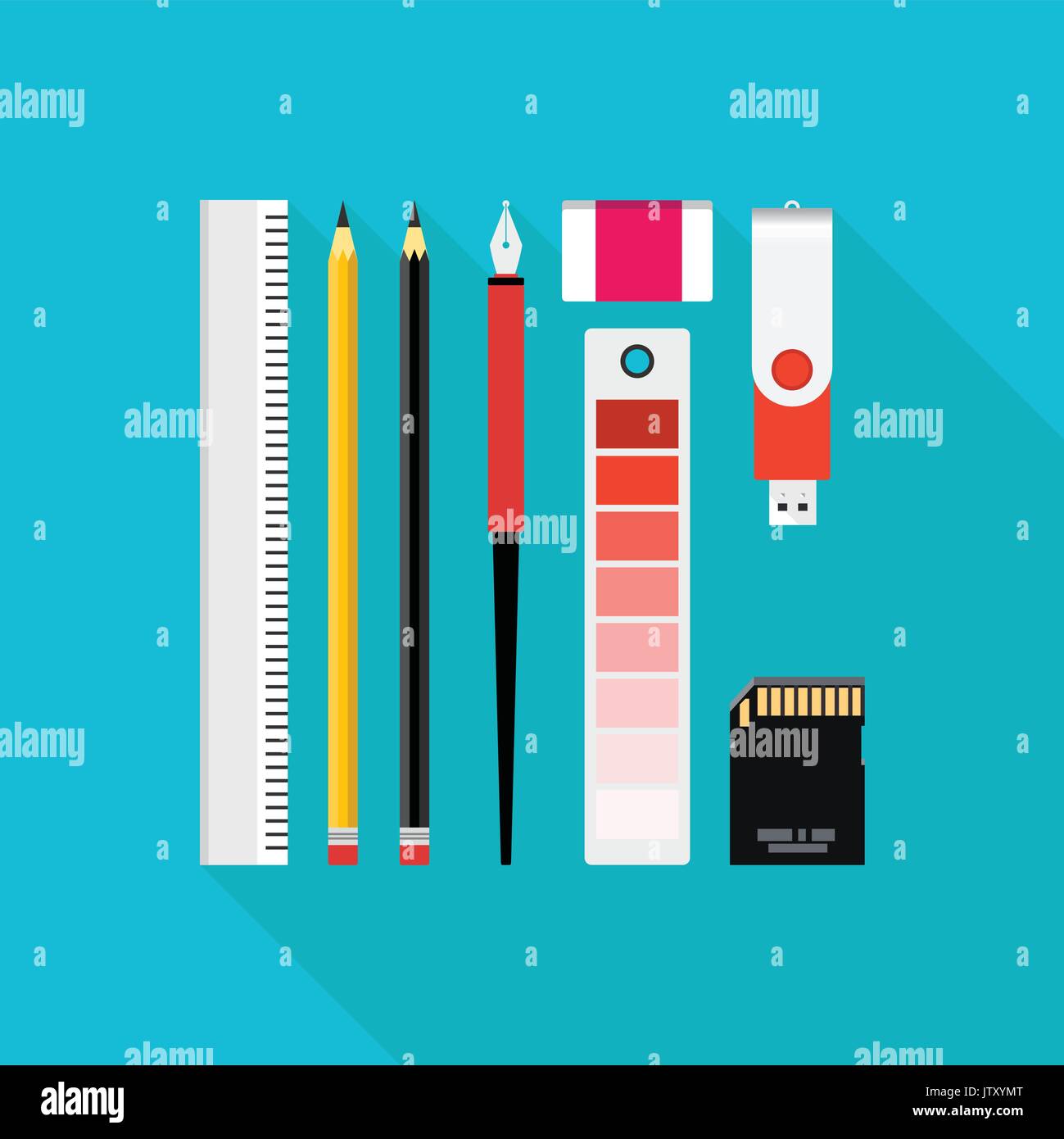 Graphic Design Tools. Flat design. Vector illustration. Ruler, pen ...