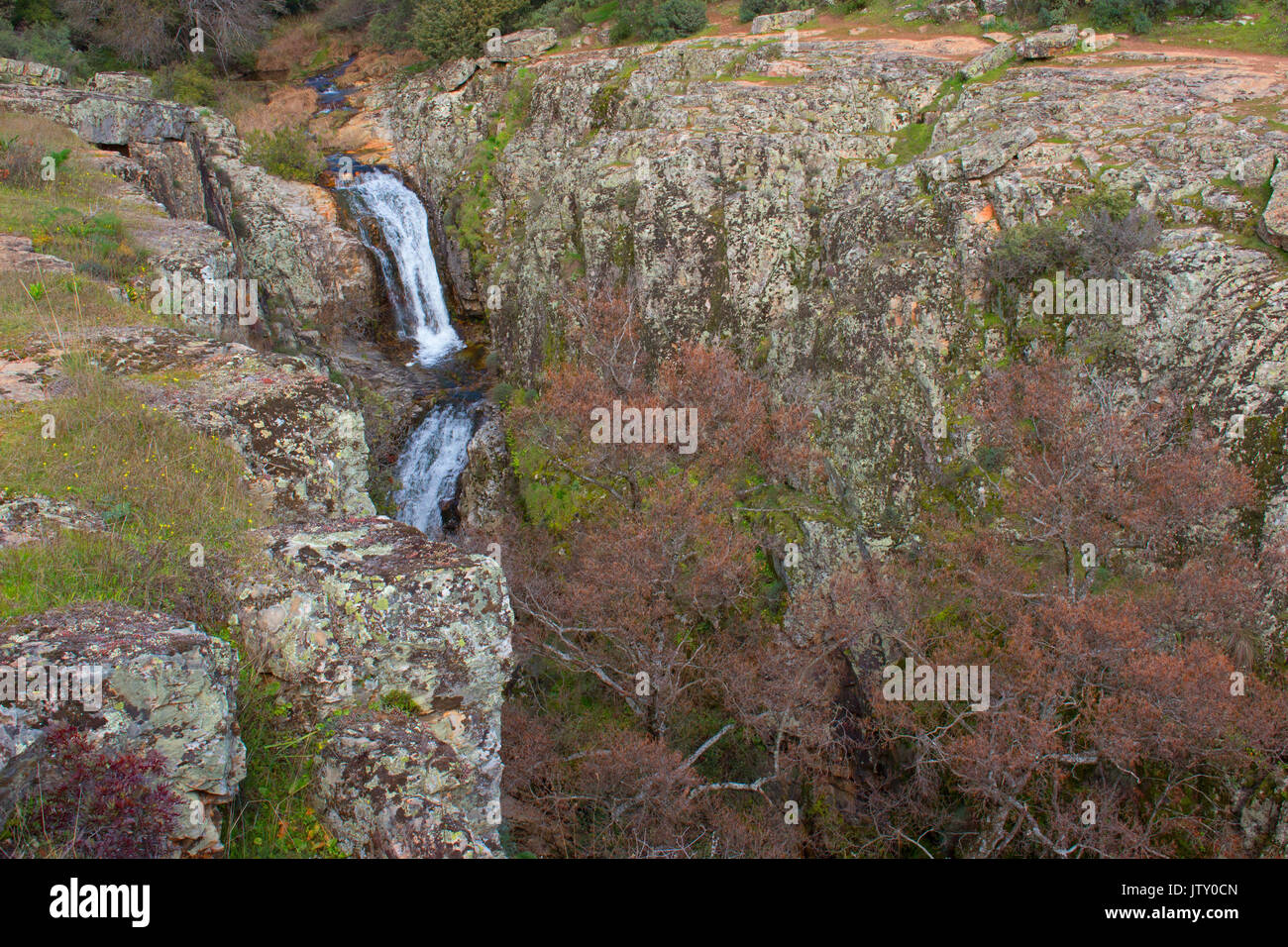 Waterfall. Beautiful mountains view. Despeñaperros Natural Park ...