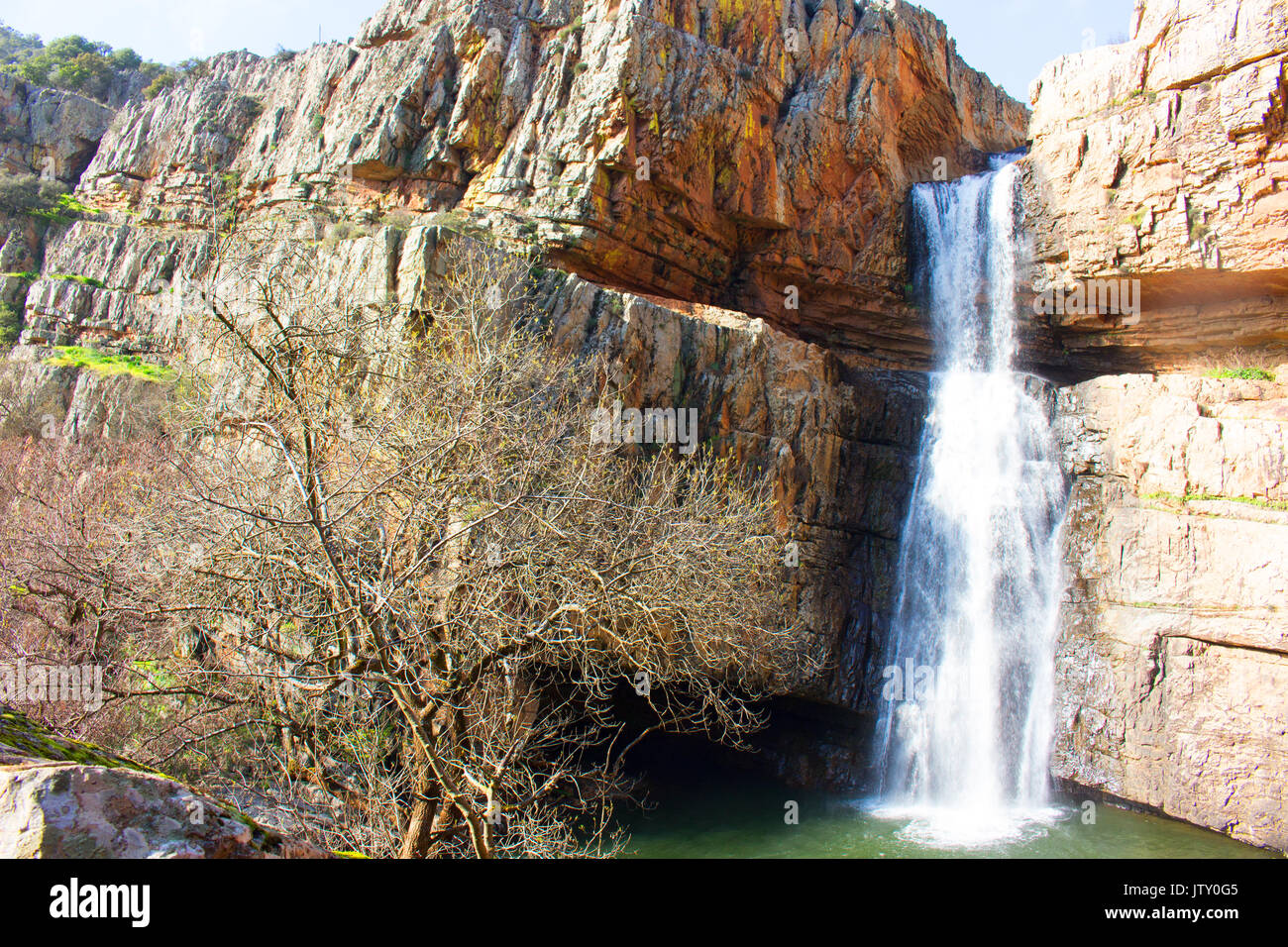 Waterfall. Beautiful mountains view. Despeñaperros Natural Park ...