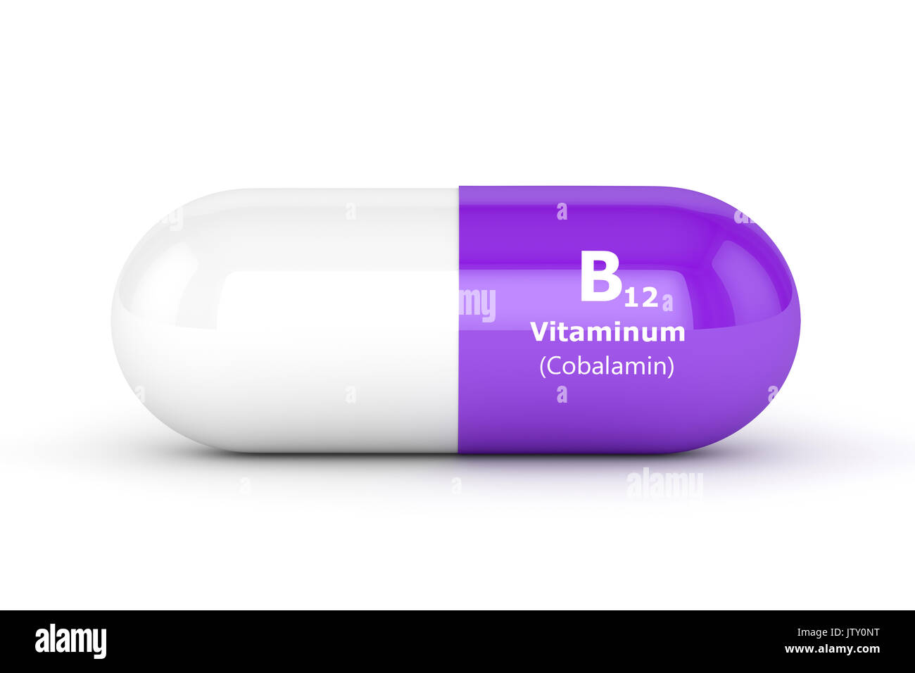 3d rendering vitamin B12 pill over white background. Concept of dietary ...
