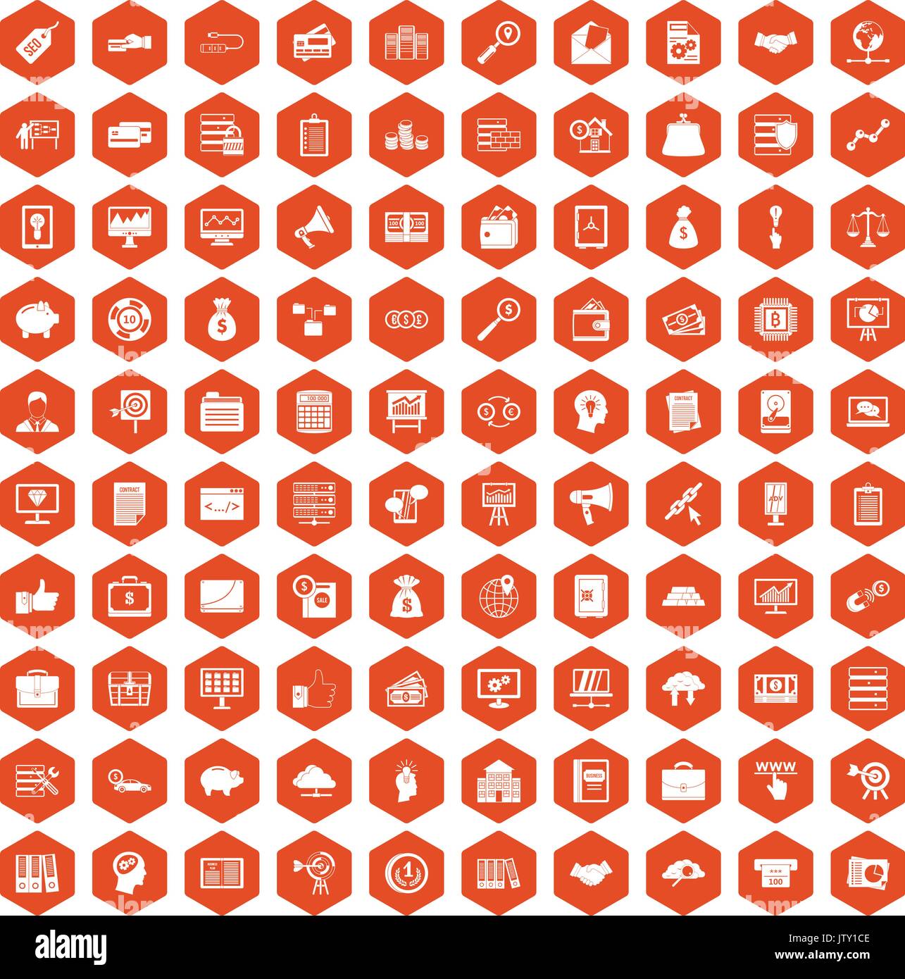 100 business process icons hexagon orange Stock Vector Image & Art - Alamy