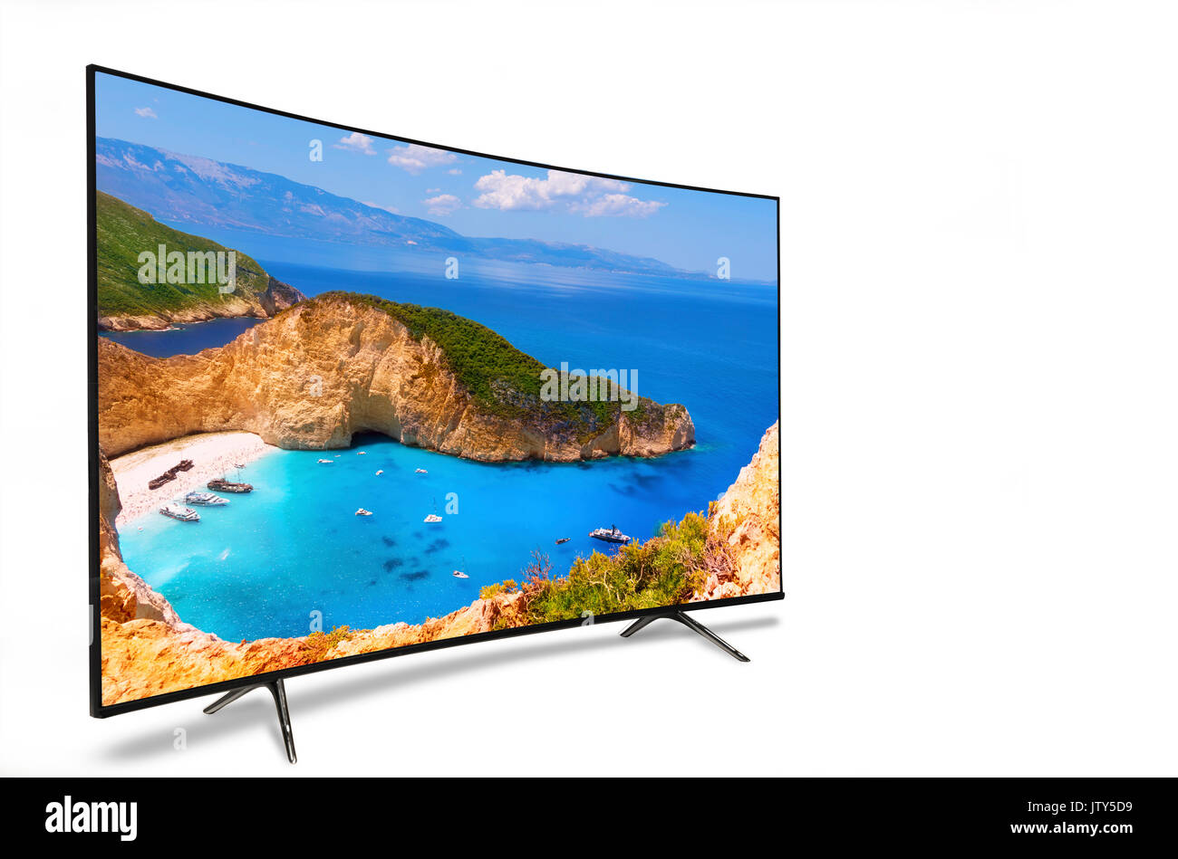 4k monitor isolated on white. Isometric view. TV, panoramic, isolated ...