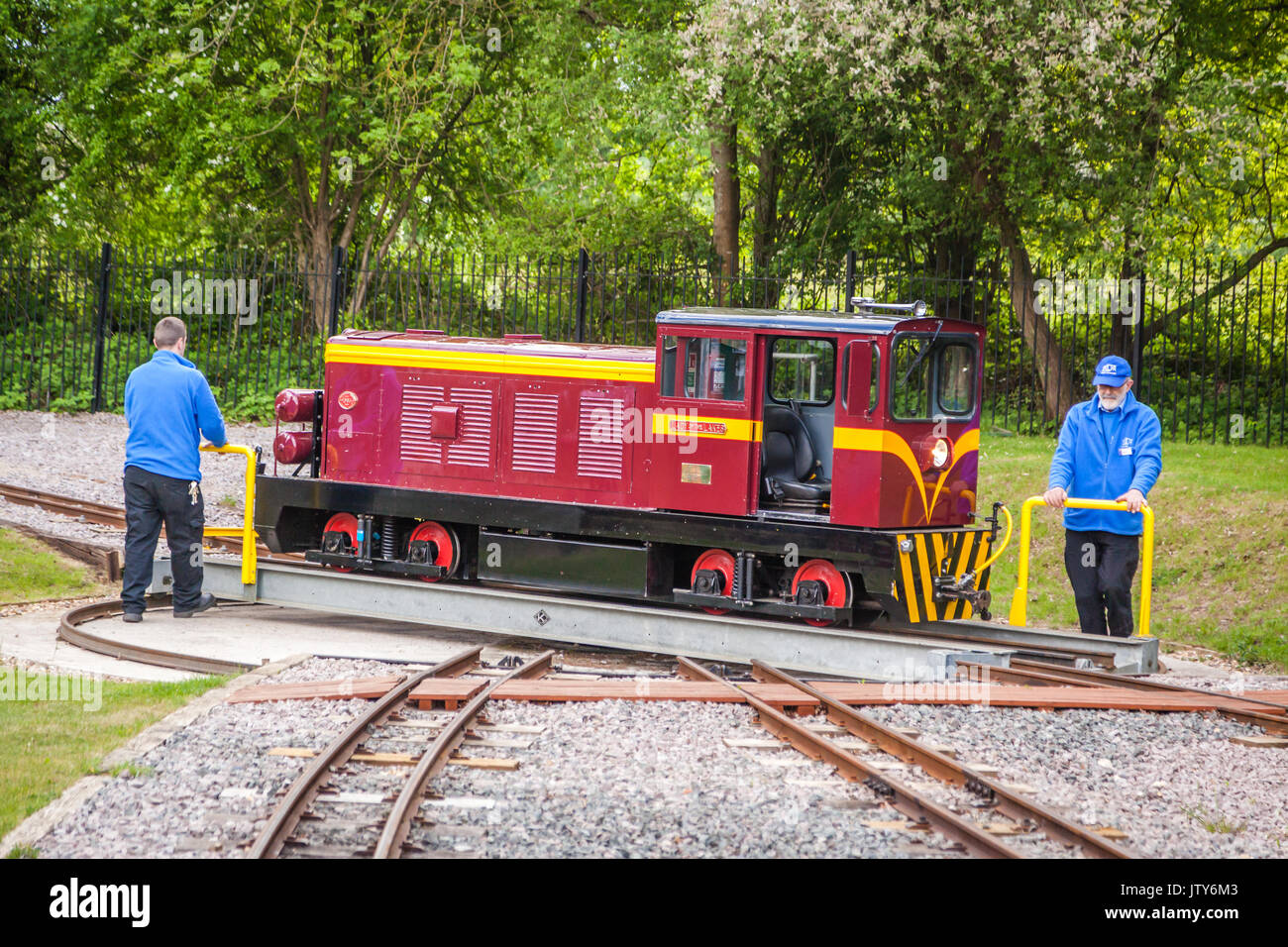 London, England - May 2017 : Narrow gauge tourist train locomotive ...