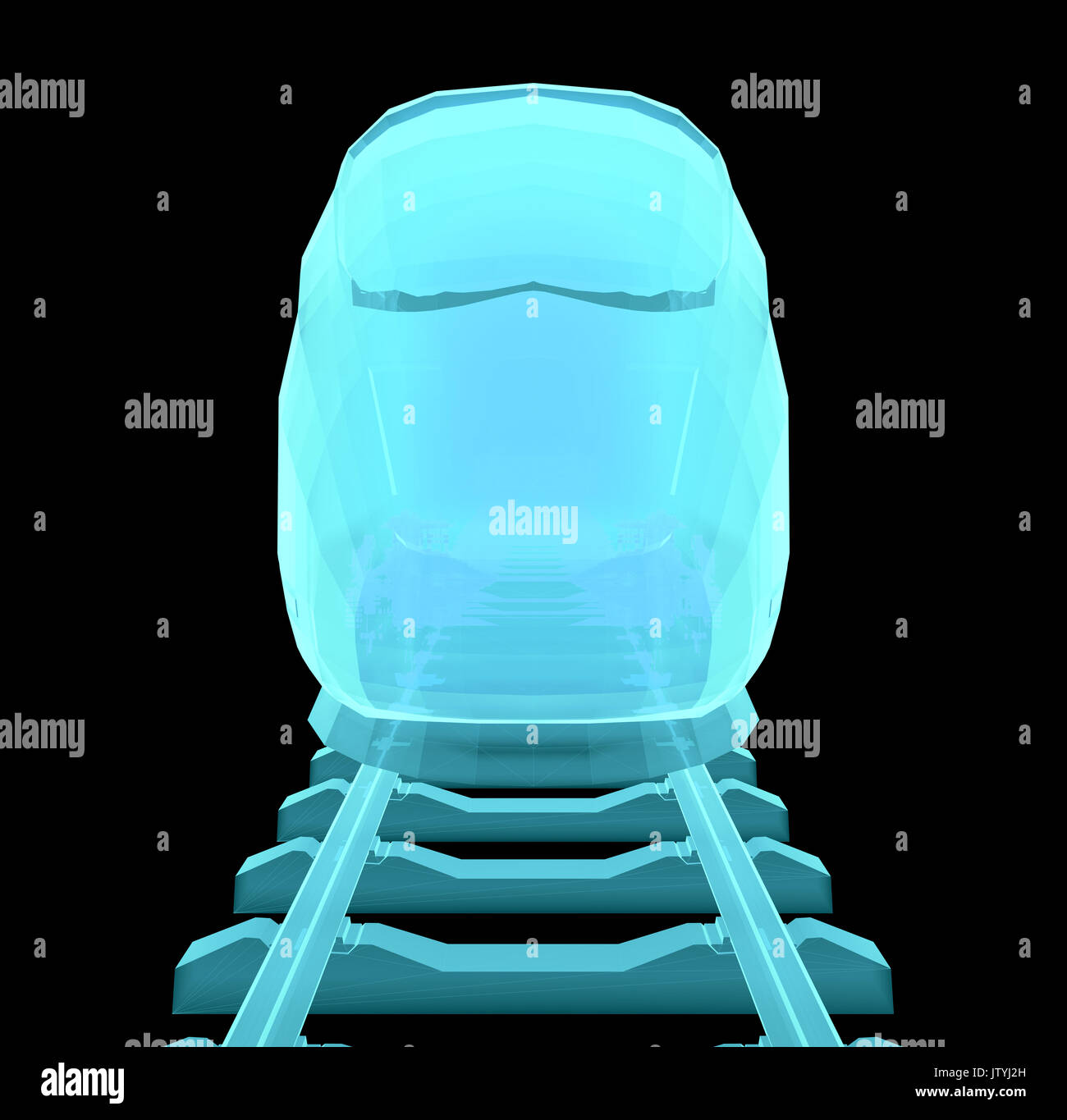 Glow blue high-speed train Stock Photo - Alamy