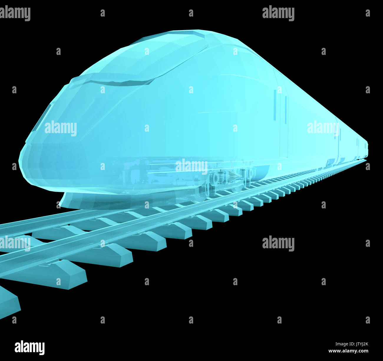 Glow blue high-speed train Stock Photo - Alamy