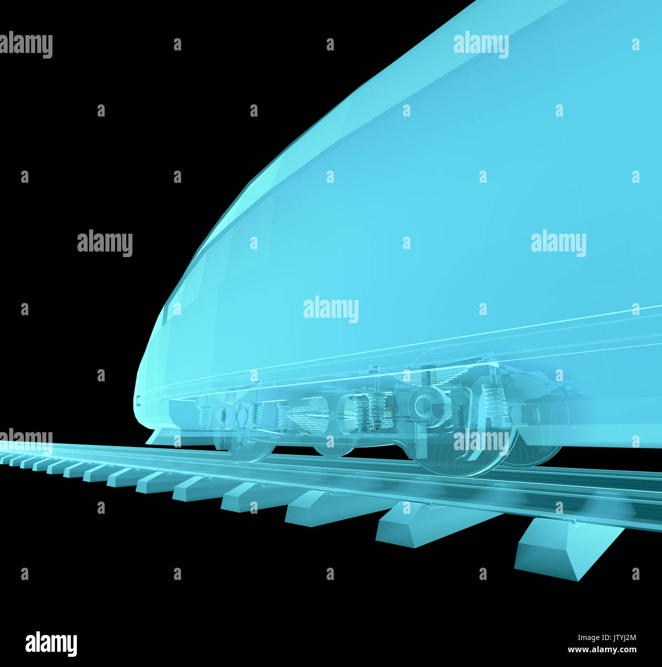 Glow blue high-speed train Stock Photo - Alamy