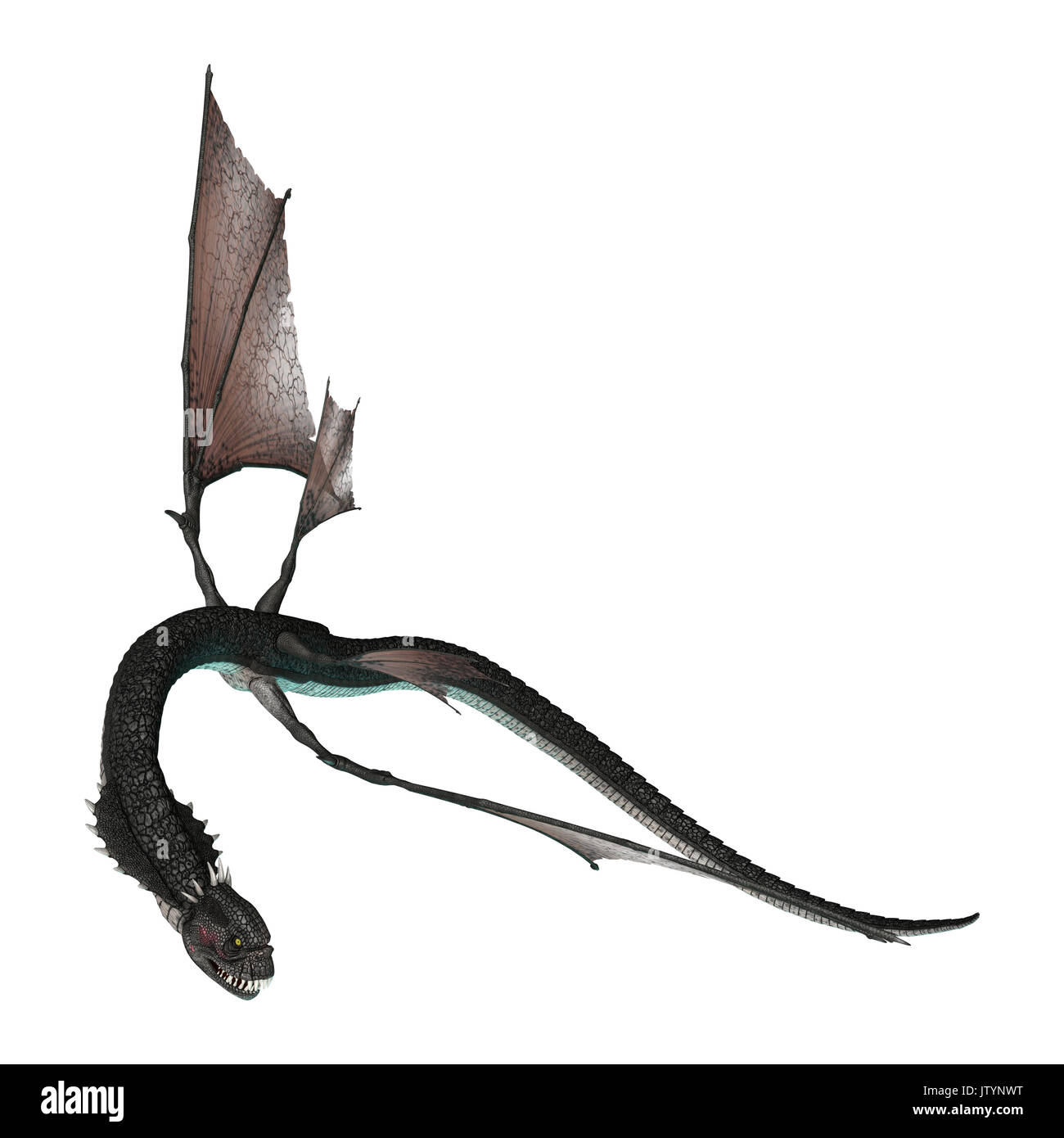 3D rendering of a fantasy snake dragon isolated on white background ...