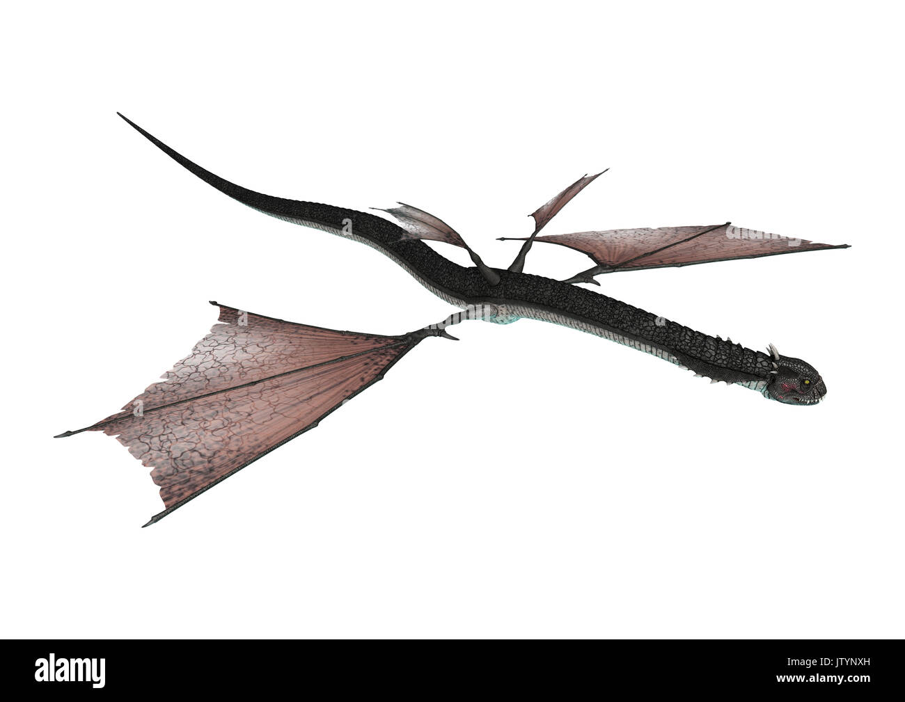 3D rendering of a fantasy snake dragon isolated on white background ...