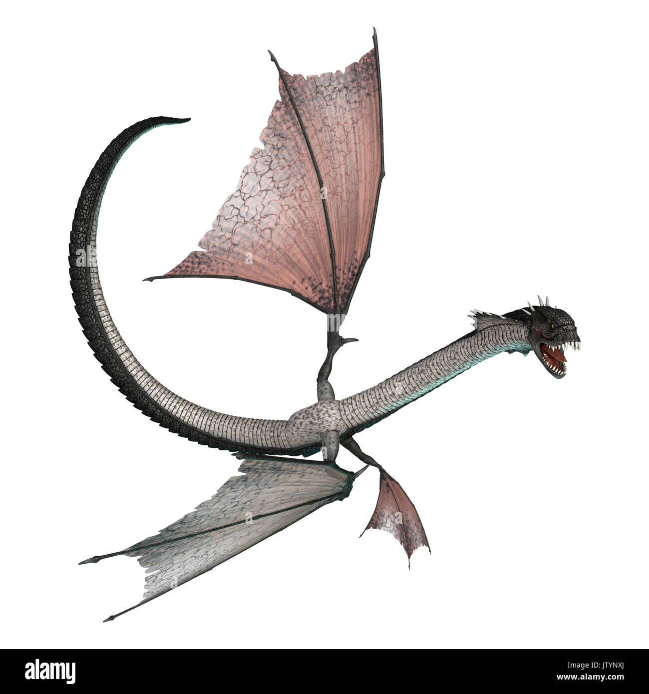 3D rendering of a fantasy snake dragon isolated on white background ...