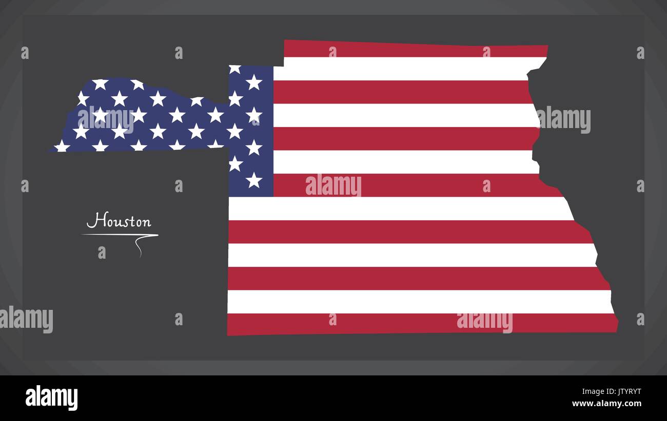 Houston county map of Alabama USA with American national flag ...