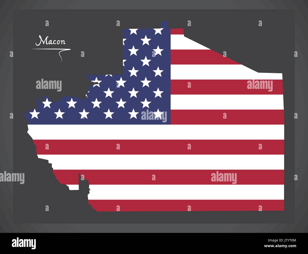 Macon county map of Alabama USA with American national flag ...