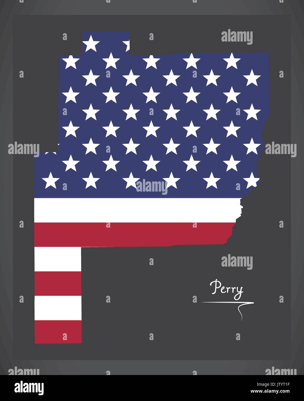 Perry county map of Alabama USA with American national flag ...