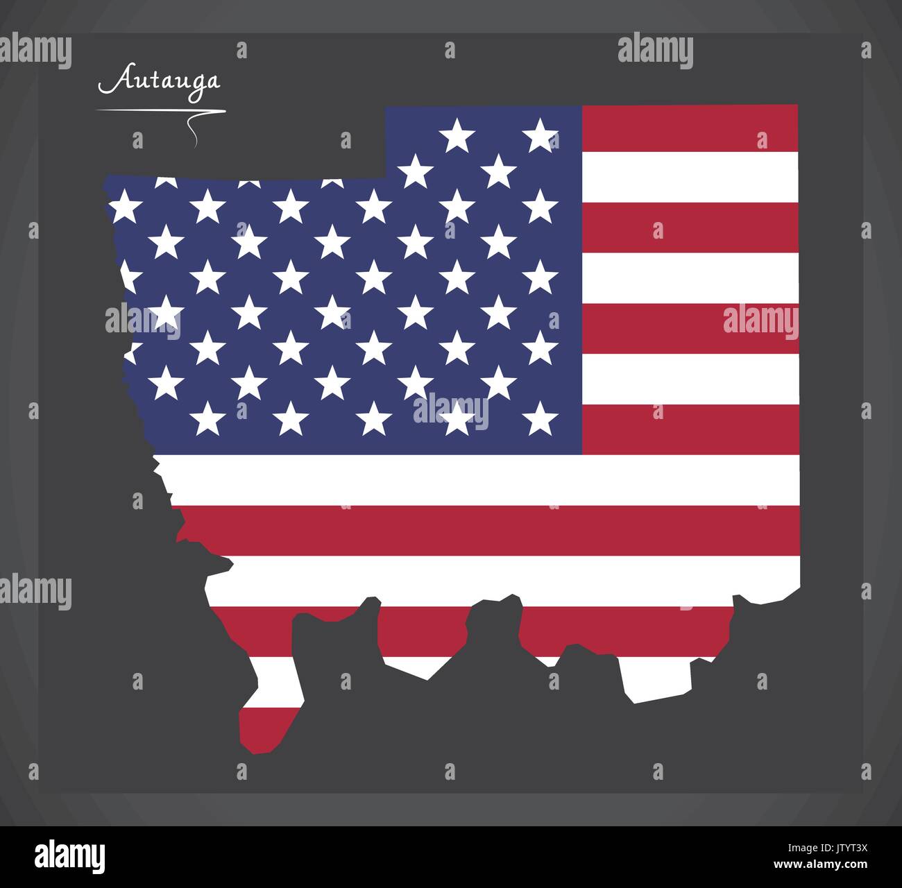 Autauga county map of Alabama USA with American national flag ...