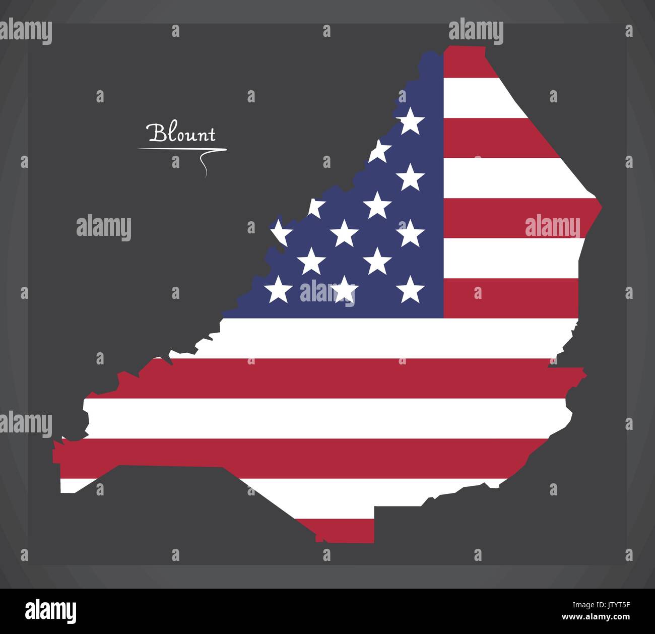 Blount county map of Alabama USA with American national flag ...