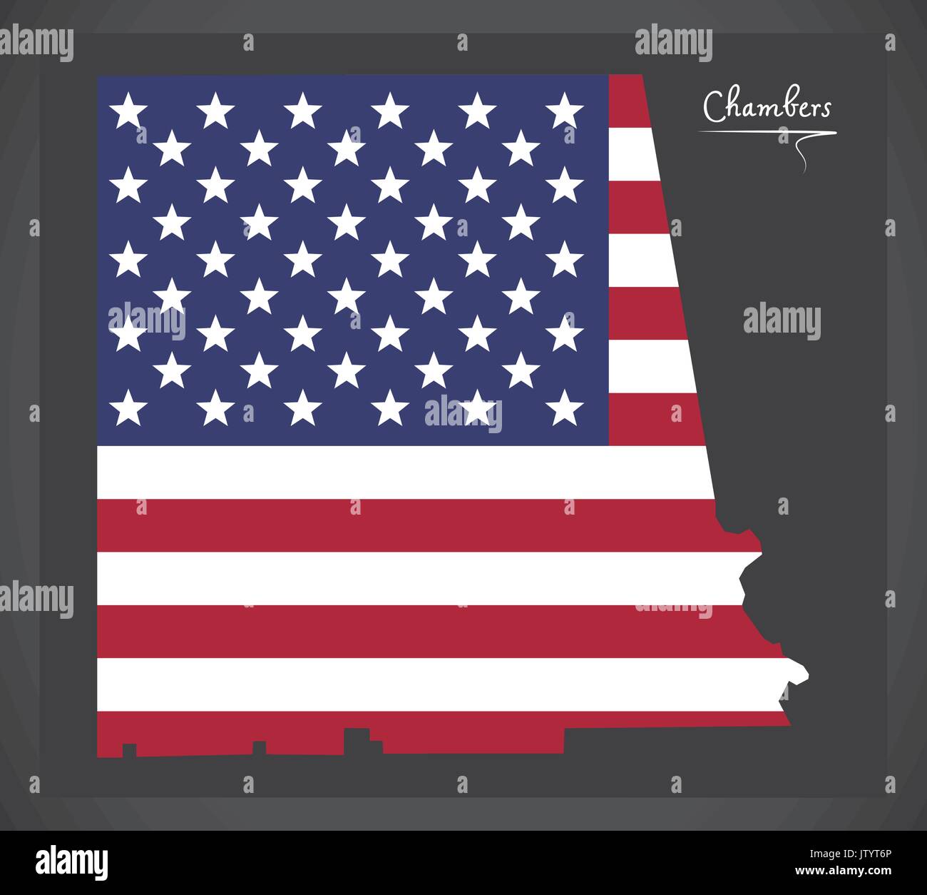 Chambers county map of Alabama USA with American national flag ...