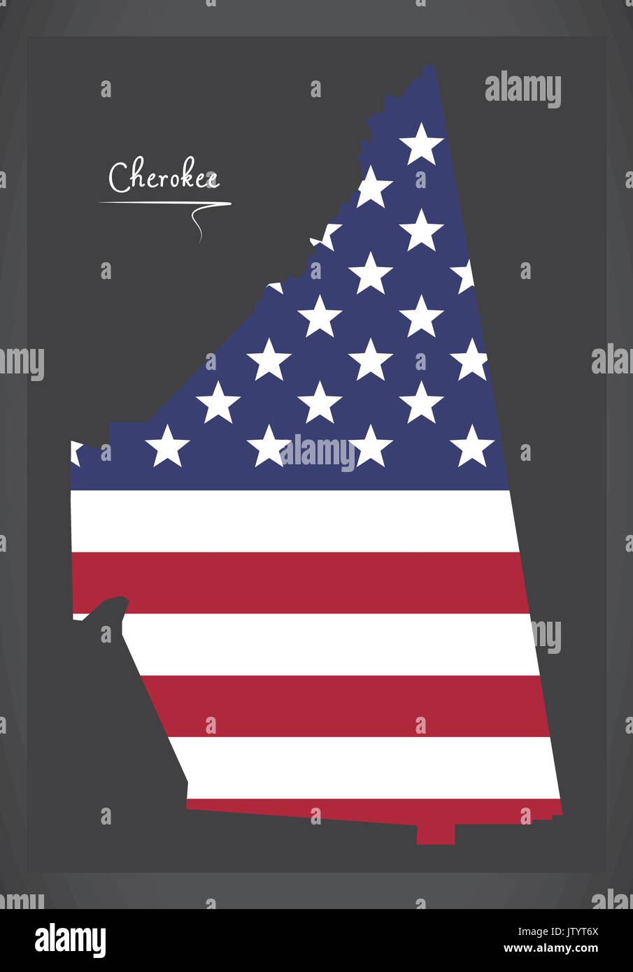 Cherokee county map of Alabama USA with American national flag ...
