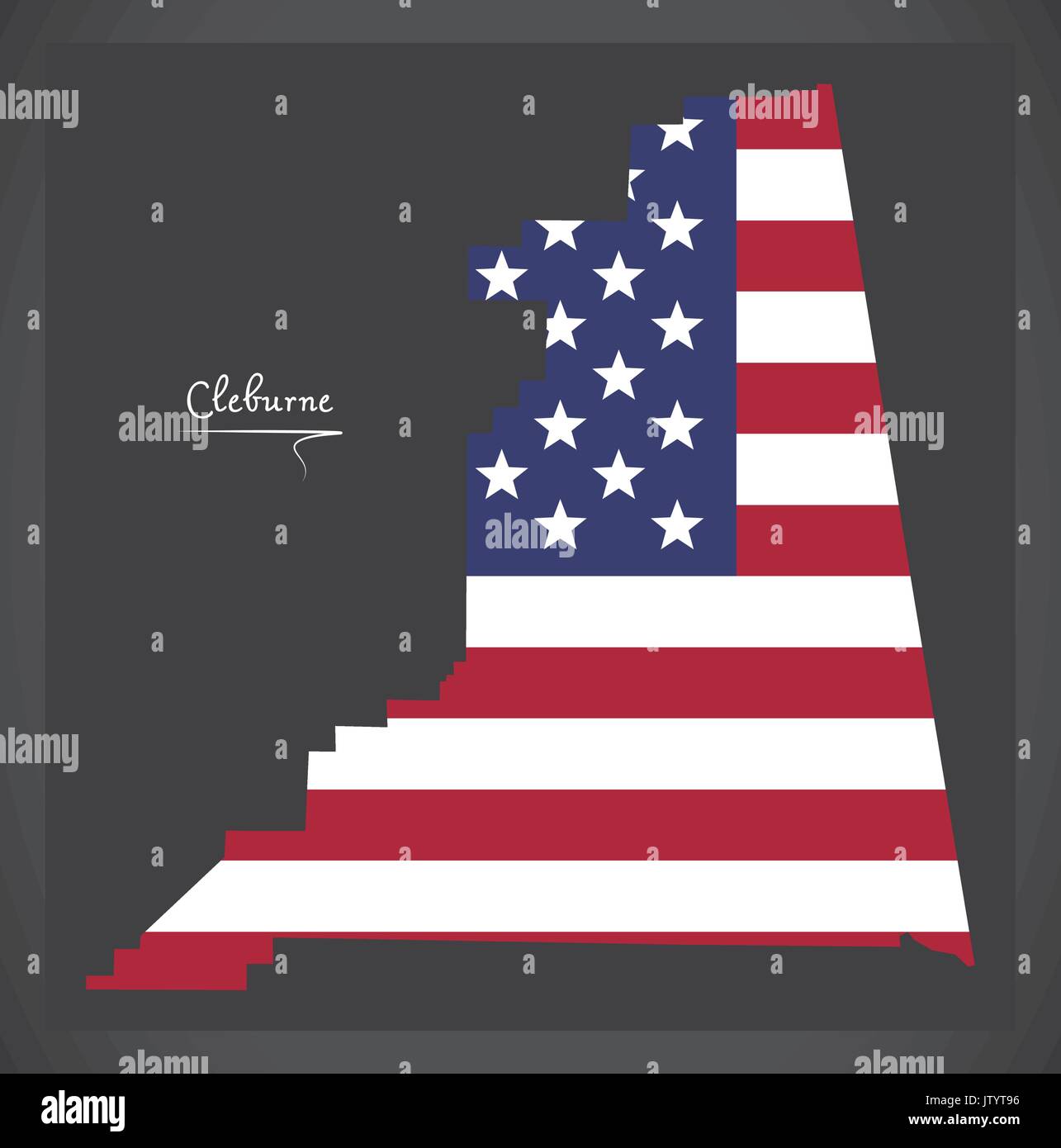 Cleburne county map of Alabama USA with American national flag ...