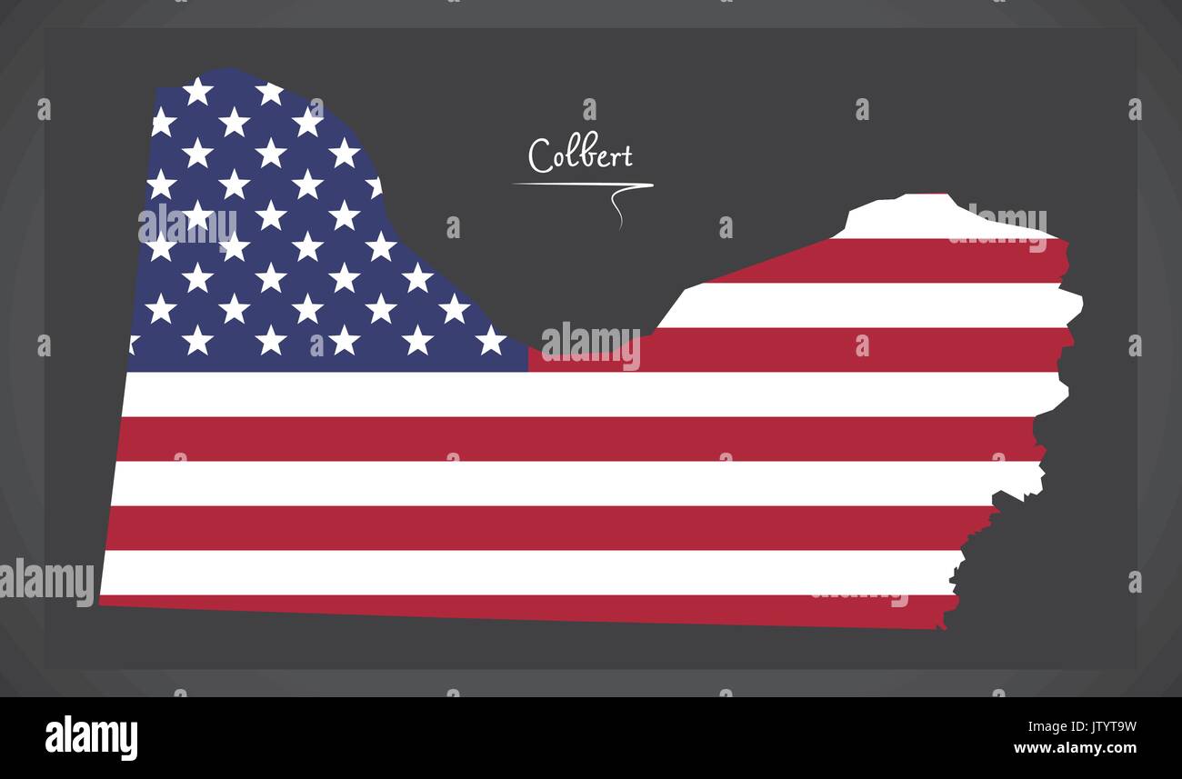 Colbert county map of Alabama USA with American national flag ...