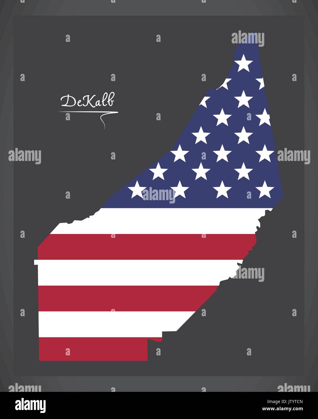 DeKalb county map of Alabama USA with American national flag ...