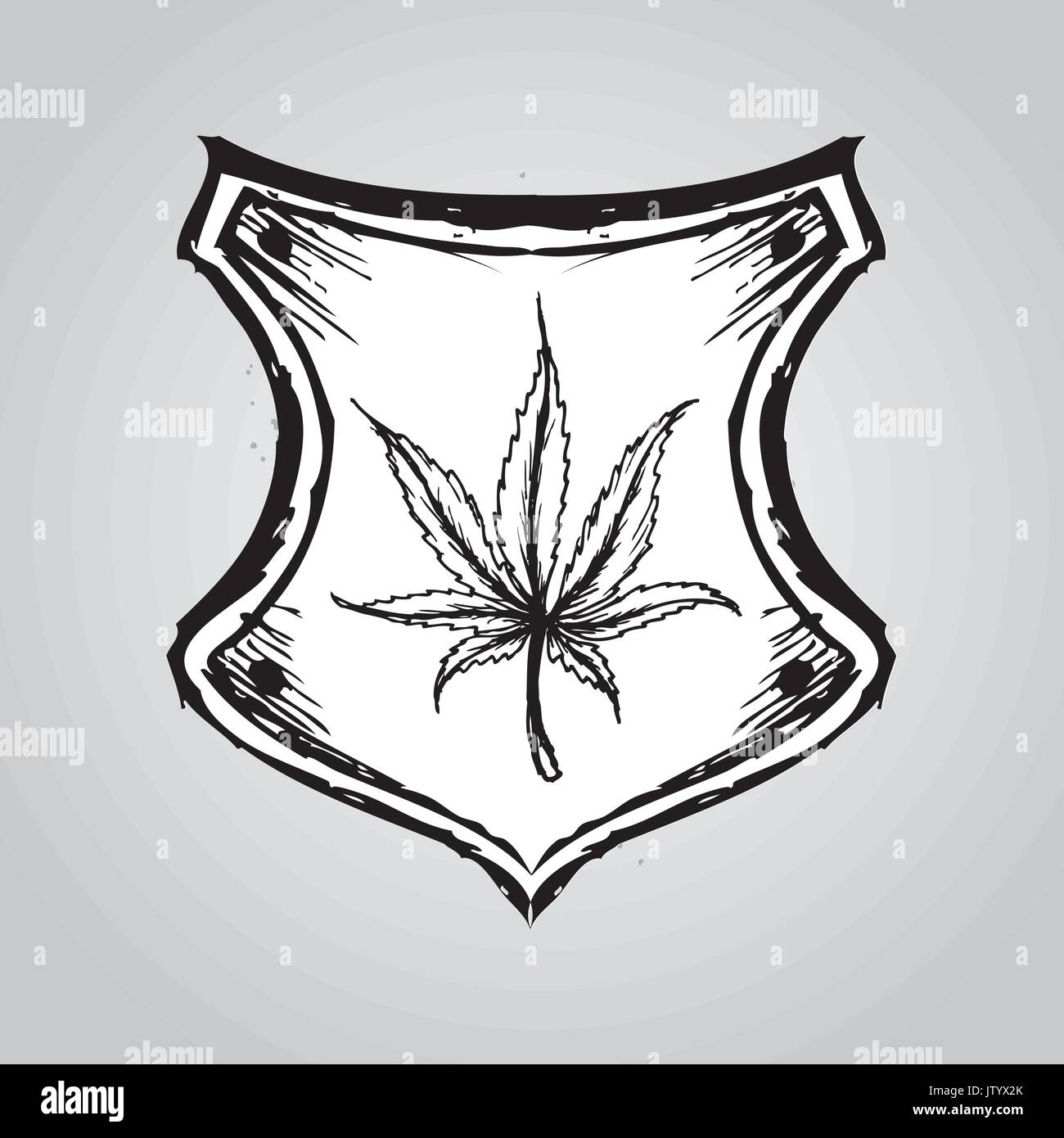web button or icon with marijuana leaf, hand drawing. vector ...