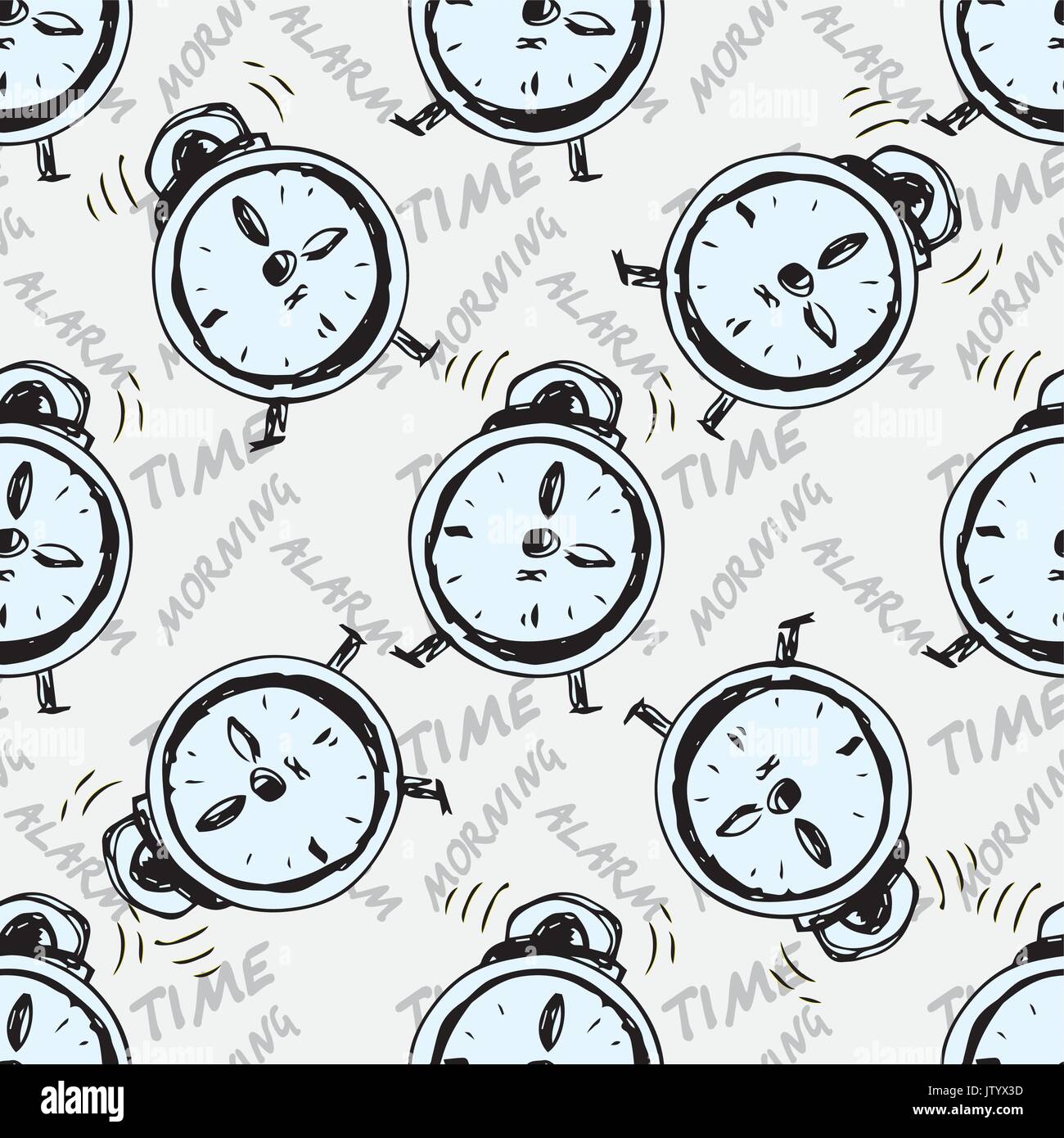 Seamless pattern alarm clock . Hand drawing.Seamless pattern can be ...