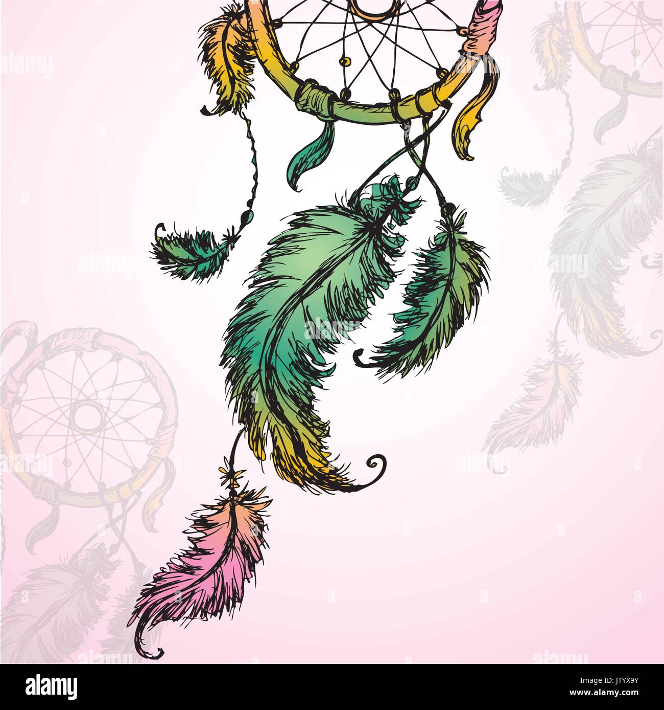 Vector colorful illustration of dream catcher Stock Vector Image & Art ...