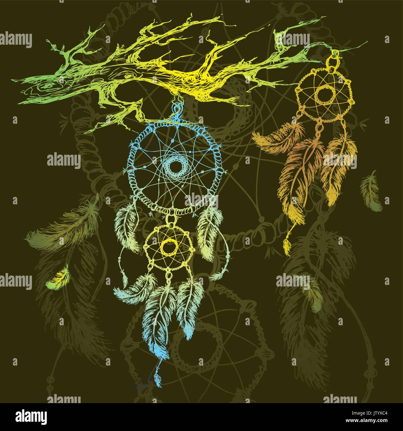 Vector colorful illustration of dream catcher Stock Vector Image & Art ...