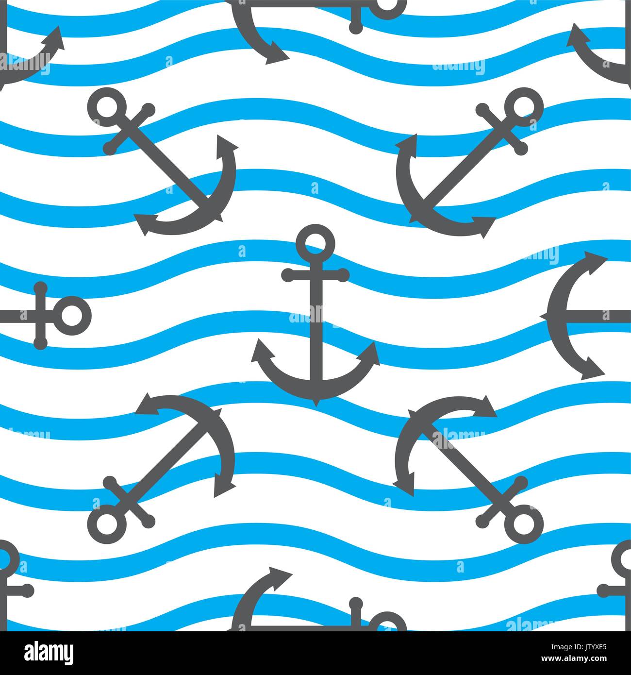 Seamless pattern anchor on a background of waves.Seamless pattern can ...