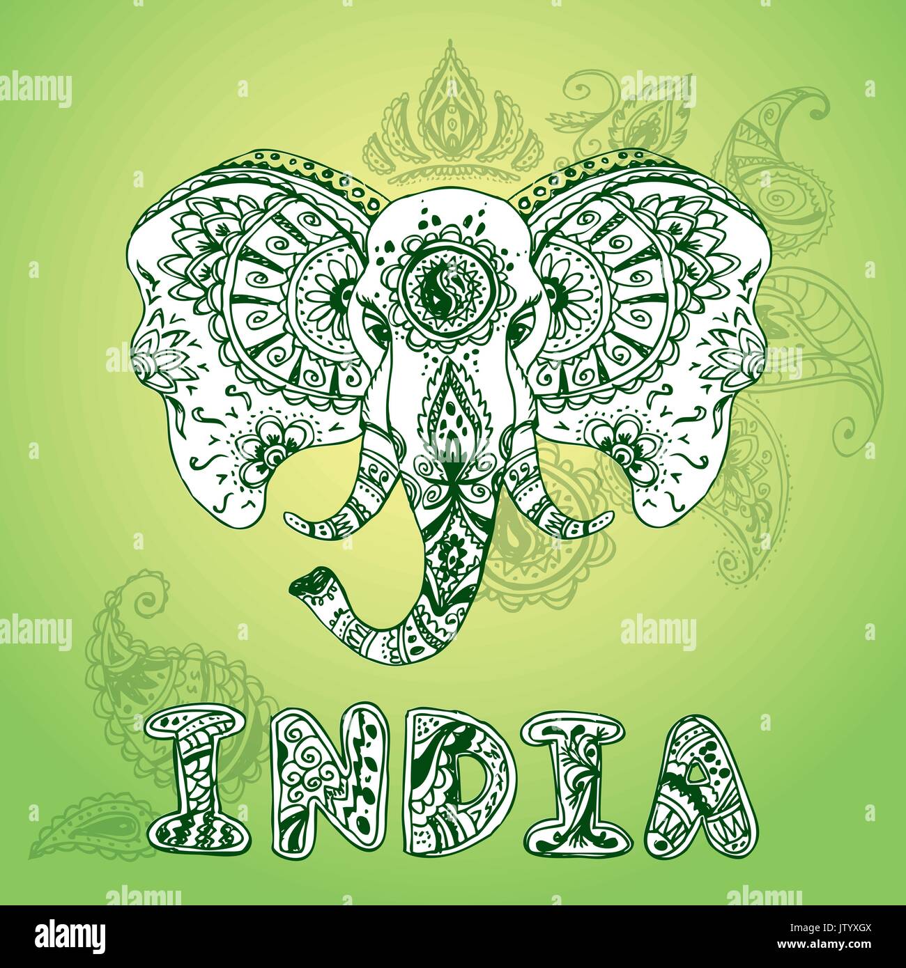 Ethnic india elephant illustration , hand drawing, vector illustration ...