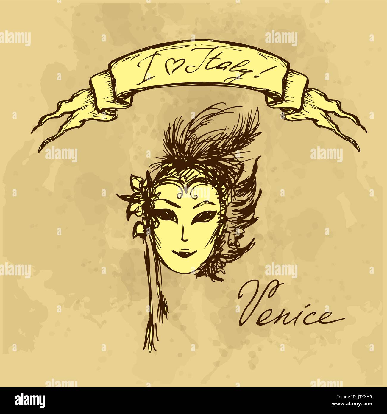 The symbol of Italy,mask, hand-drawn, vector illustration Stock Vector ...