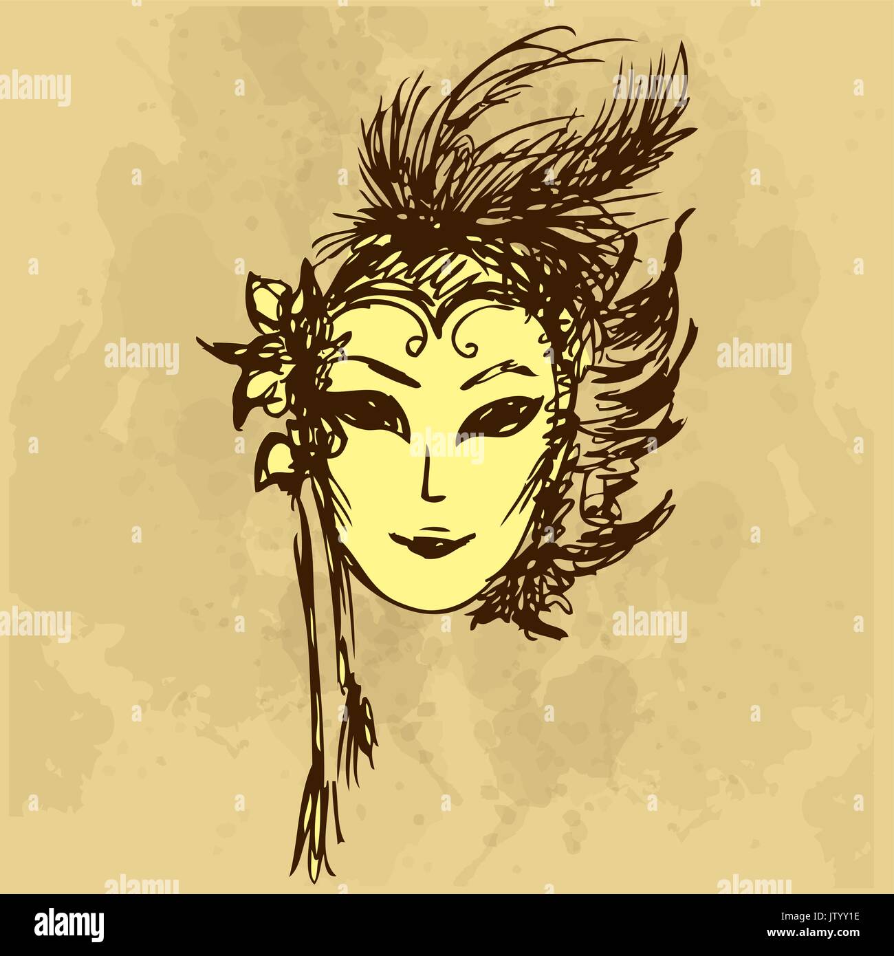Carnival masks hand drawing, vector illustration Stock Vector Image ...