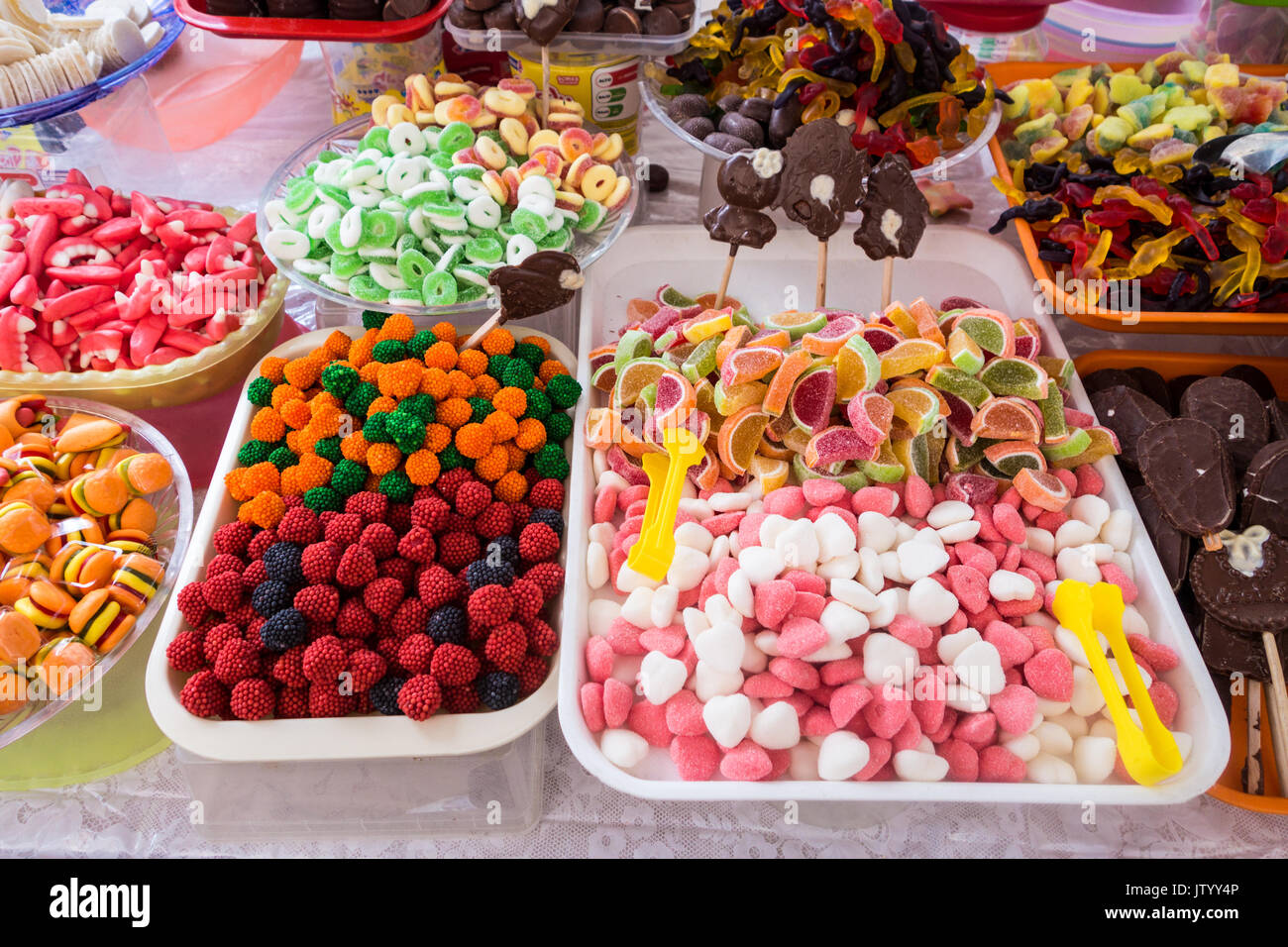 Traditional sweets at Corpus Christi celebration in Ecuador Stock Photo ...