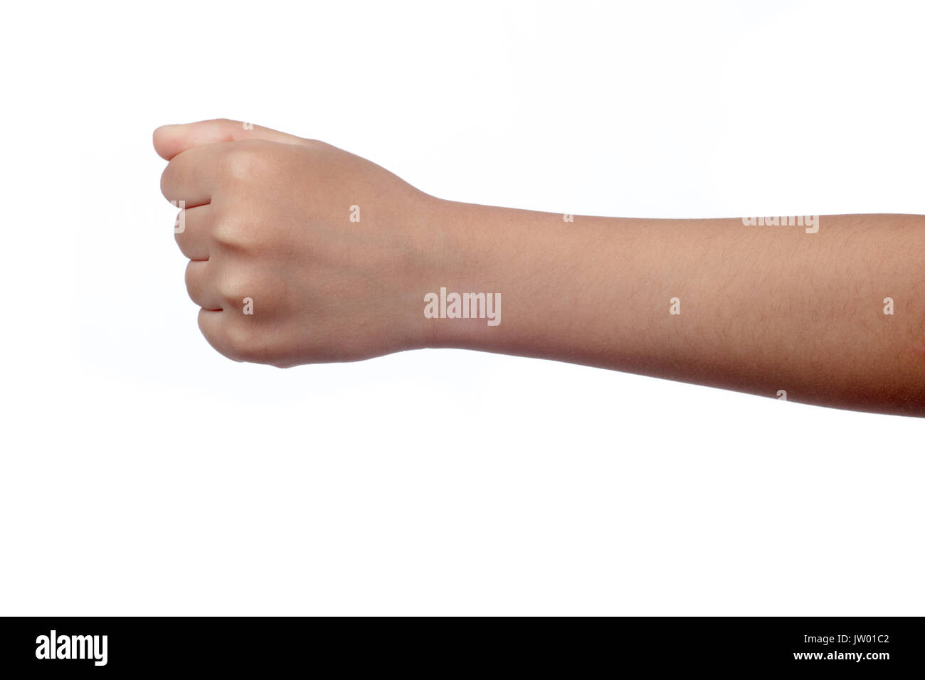 Close up of a child's clenched fist in isolated white background Stock ...