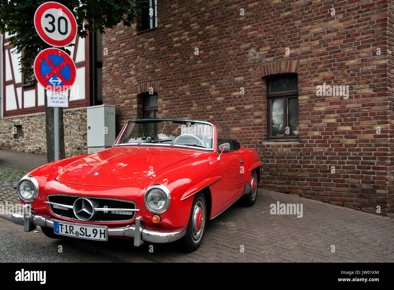 Vintage Car Festival "Golden Oldies", Red Mercedes Benz 190 SL ...