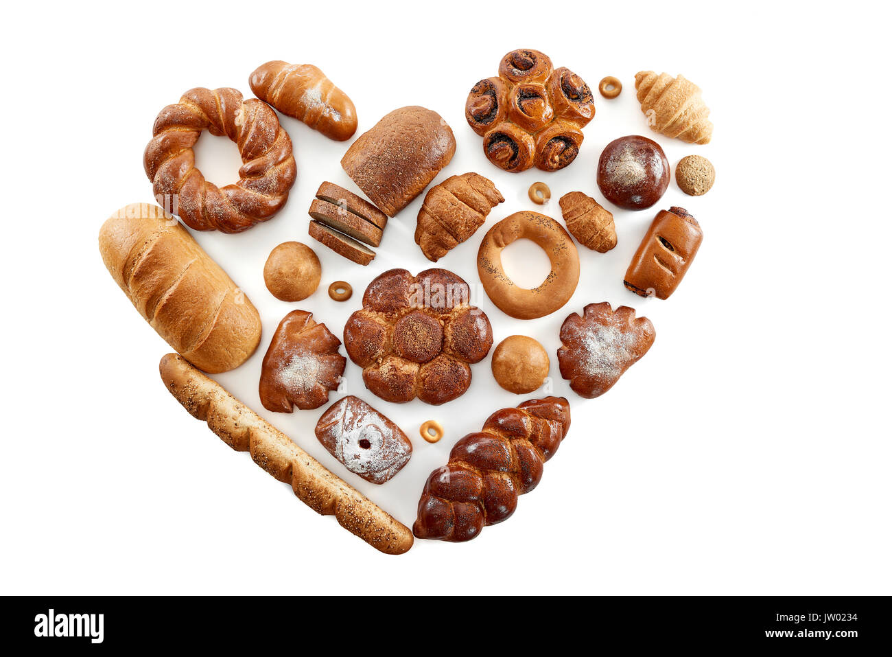 Assorted breads isolated on white Stock Photo - Alamy