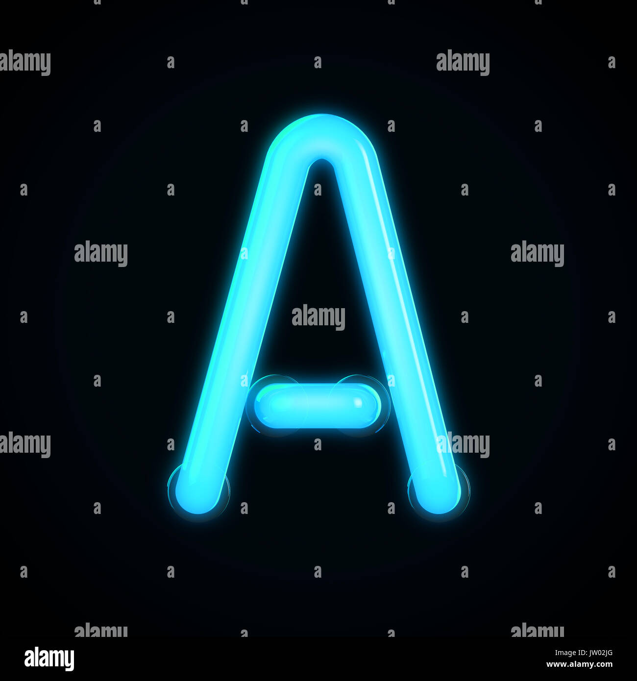 Blue neon glowing light letter A capital letter. 3D rendering Stock ...