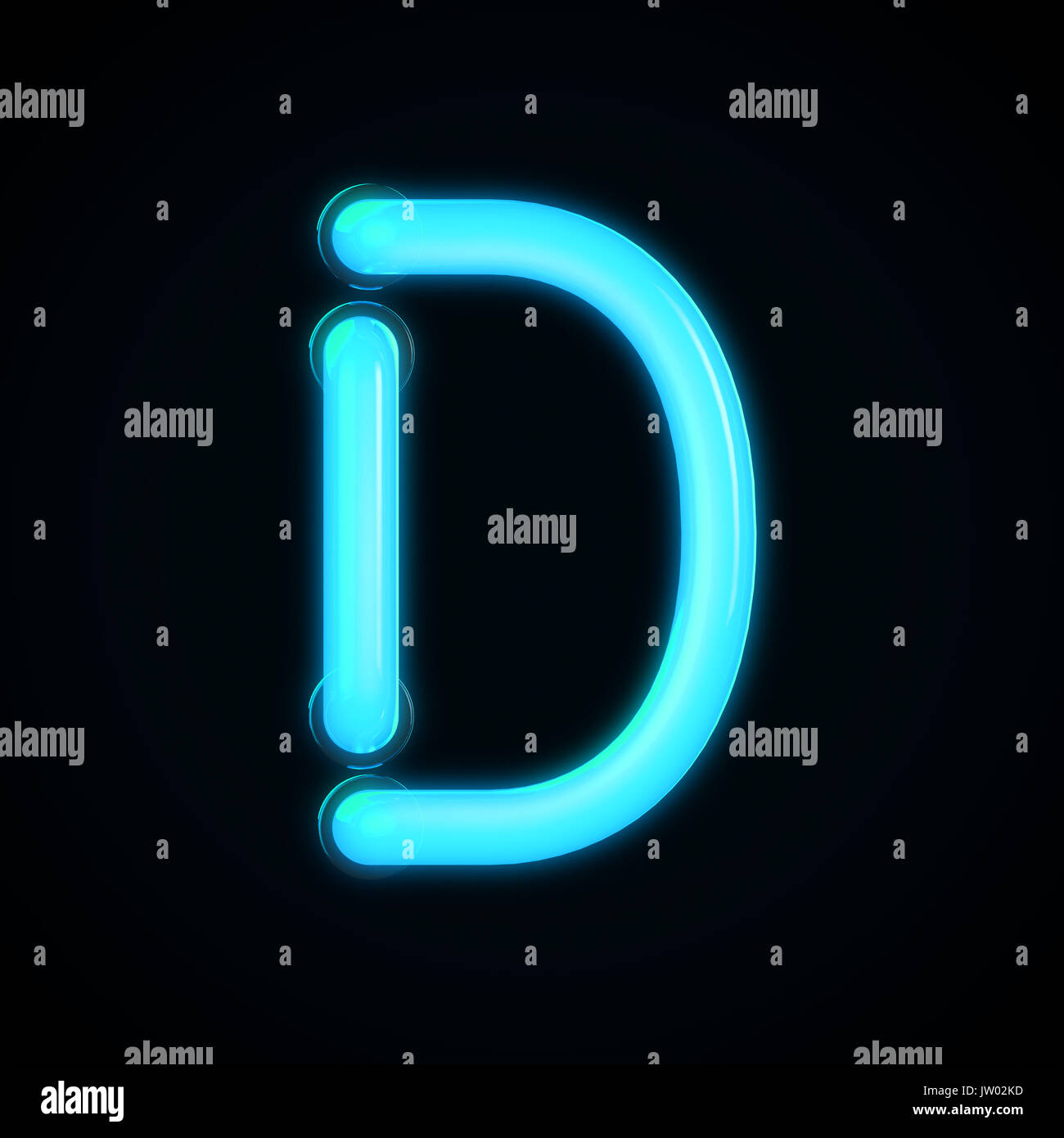 Blue neon glowing light letter D capital letter. 3D rendering Stock ...