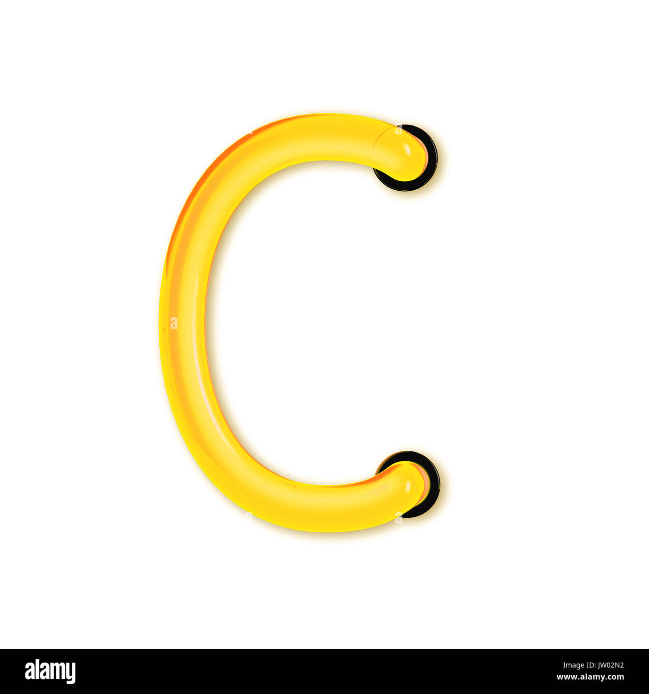 Neon tube style light letter C. Glowing neon Capital letter. 3D ...