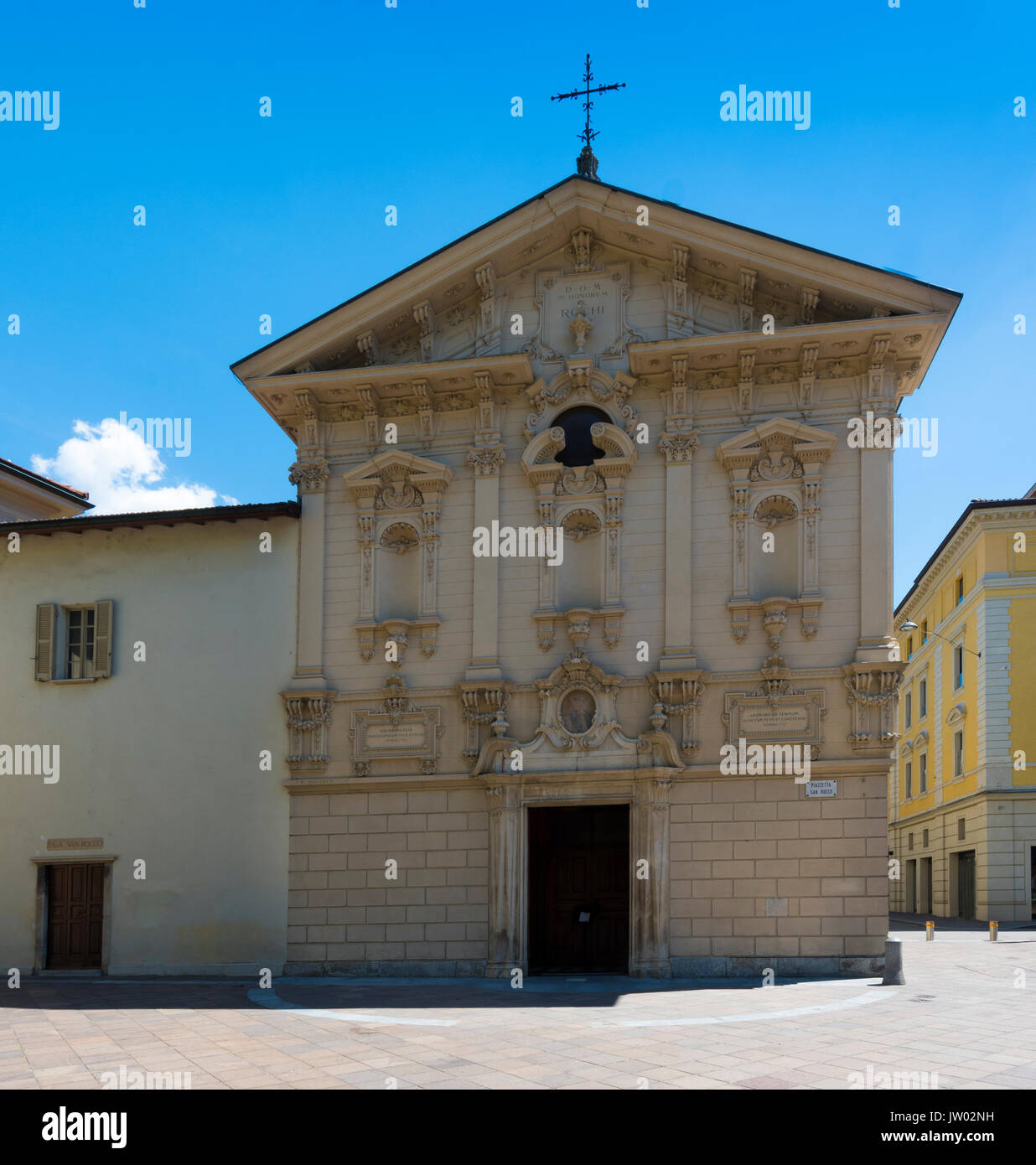 The Church of St Rocco in the city center of luxurious resort Lugano ...