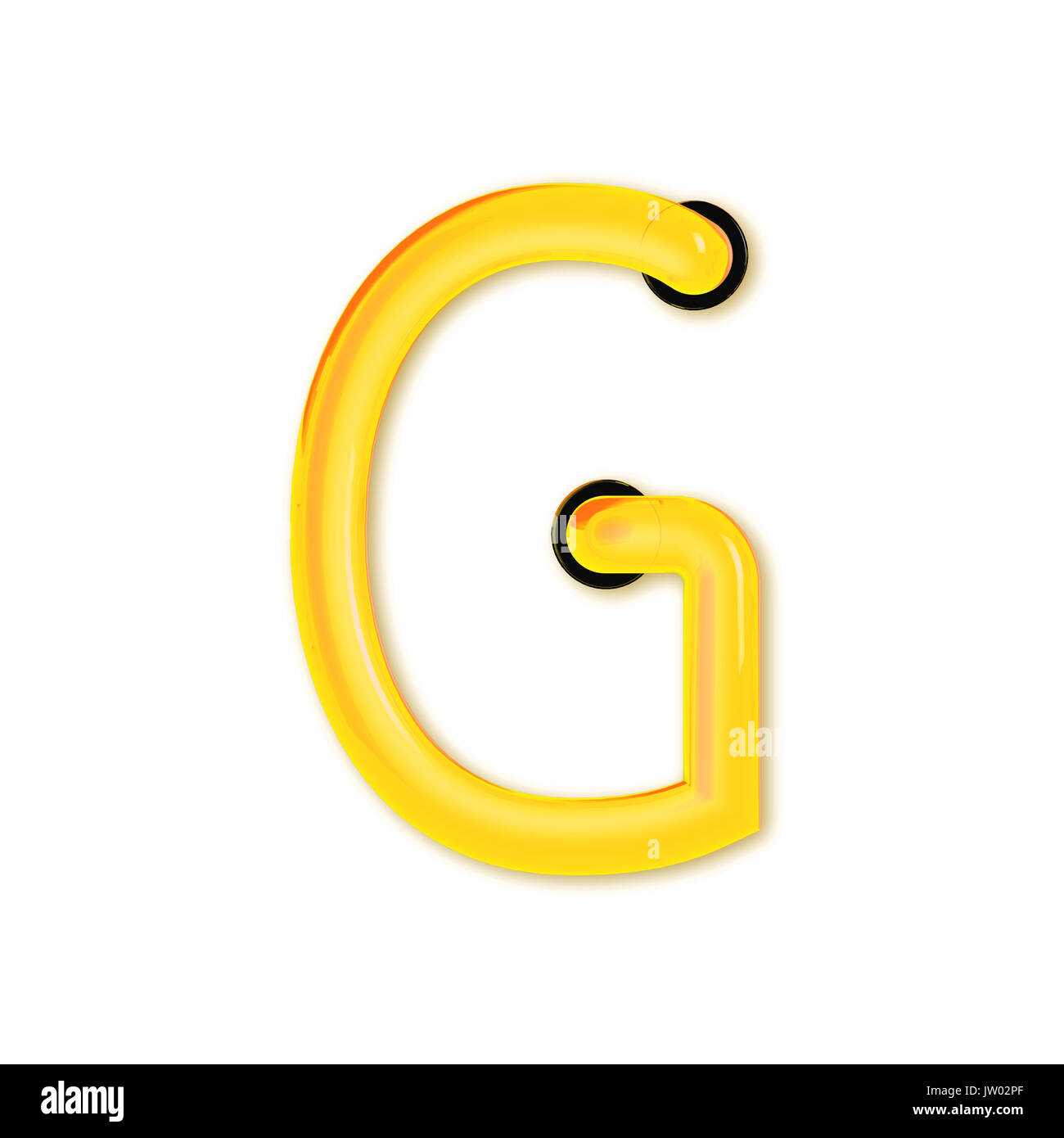 Neon tube style light letter G. Glowing neon Capital letter. 3D ...