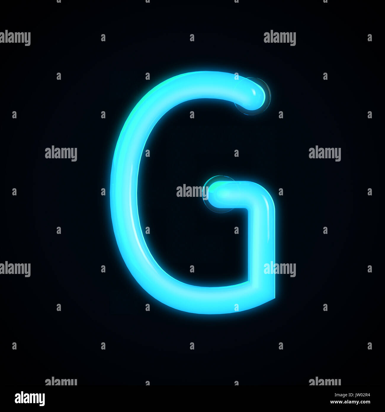 Blue neon glowing light letter G capital letter. 3D rendering Stock ...