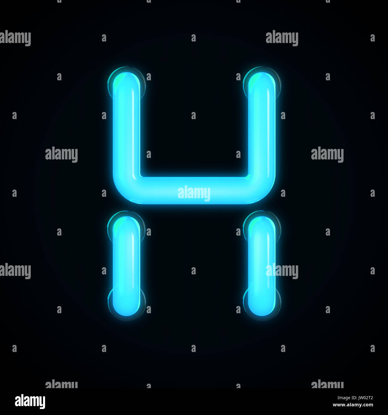 Blue neon glowing light letter H capital letter. 3D rendering Stock ...