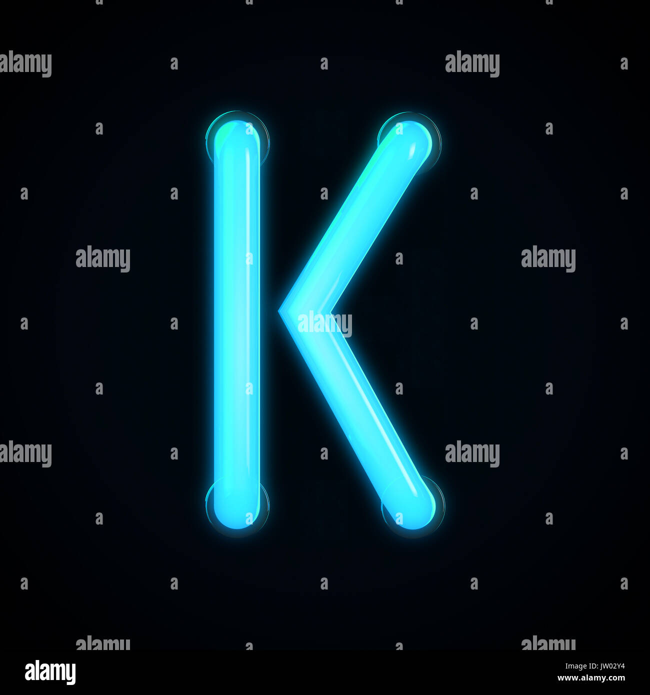 Blue neon glowing light letter K capital letter. 3D rendering Stock ...