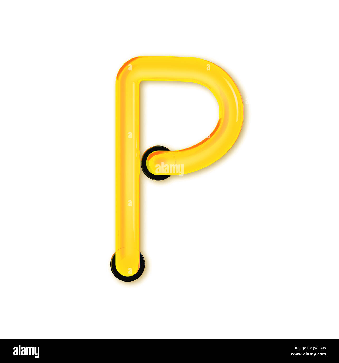 Neon tube style light letter P. Glowing neon Capital letter. 3D ...