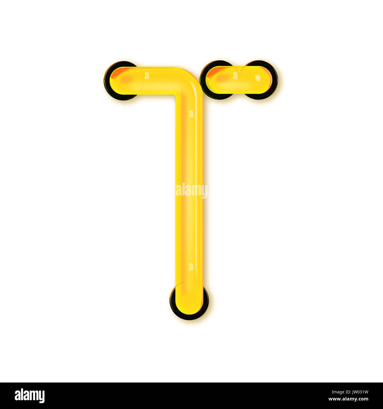 Neon tube style light letter T. Glowing neon Capital letter. 3D ...