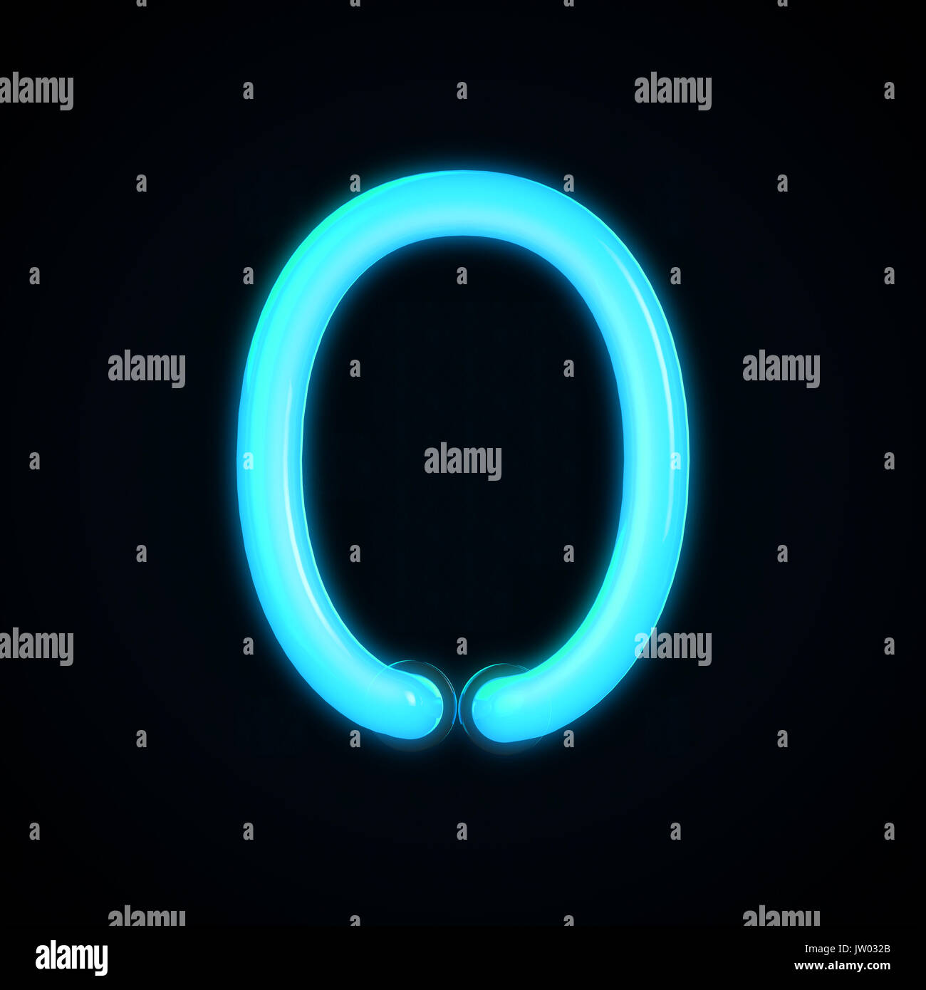 Blue neon glowing light letter O capital letter. 3D rendering Stock ...
