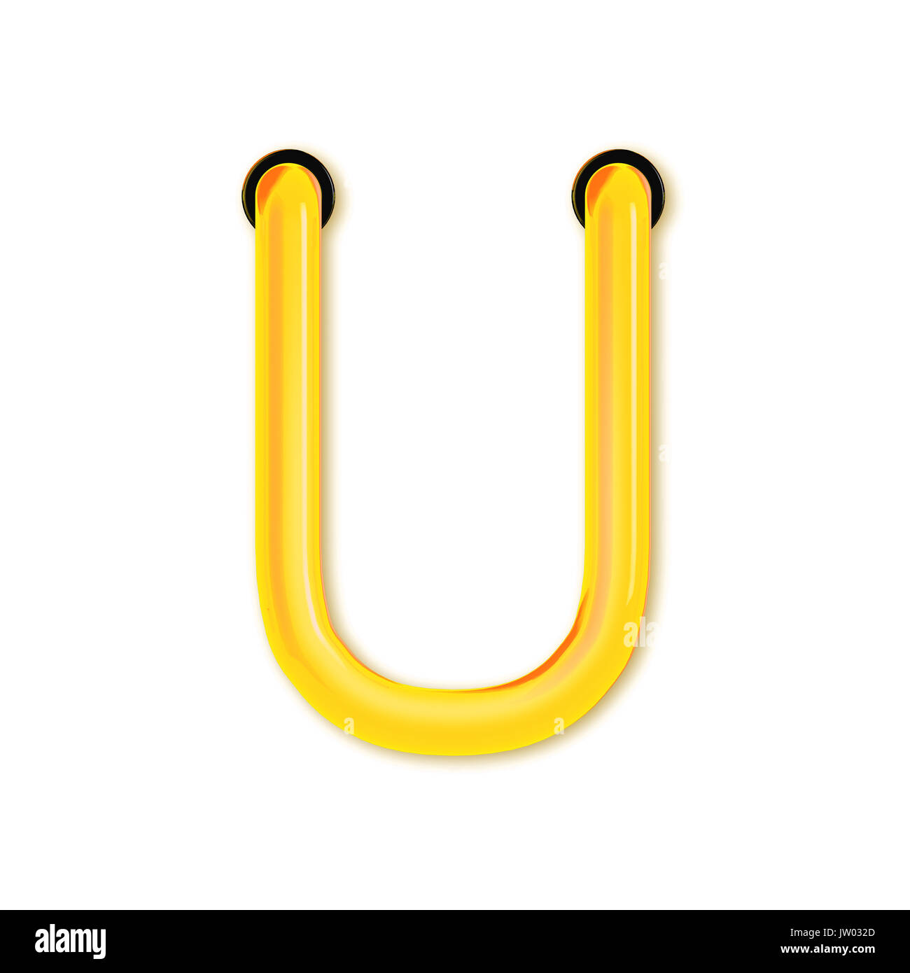 Neon tube style light letter U. Glowing neon Capital letter. 3D ...
