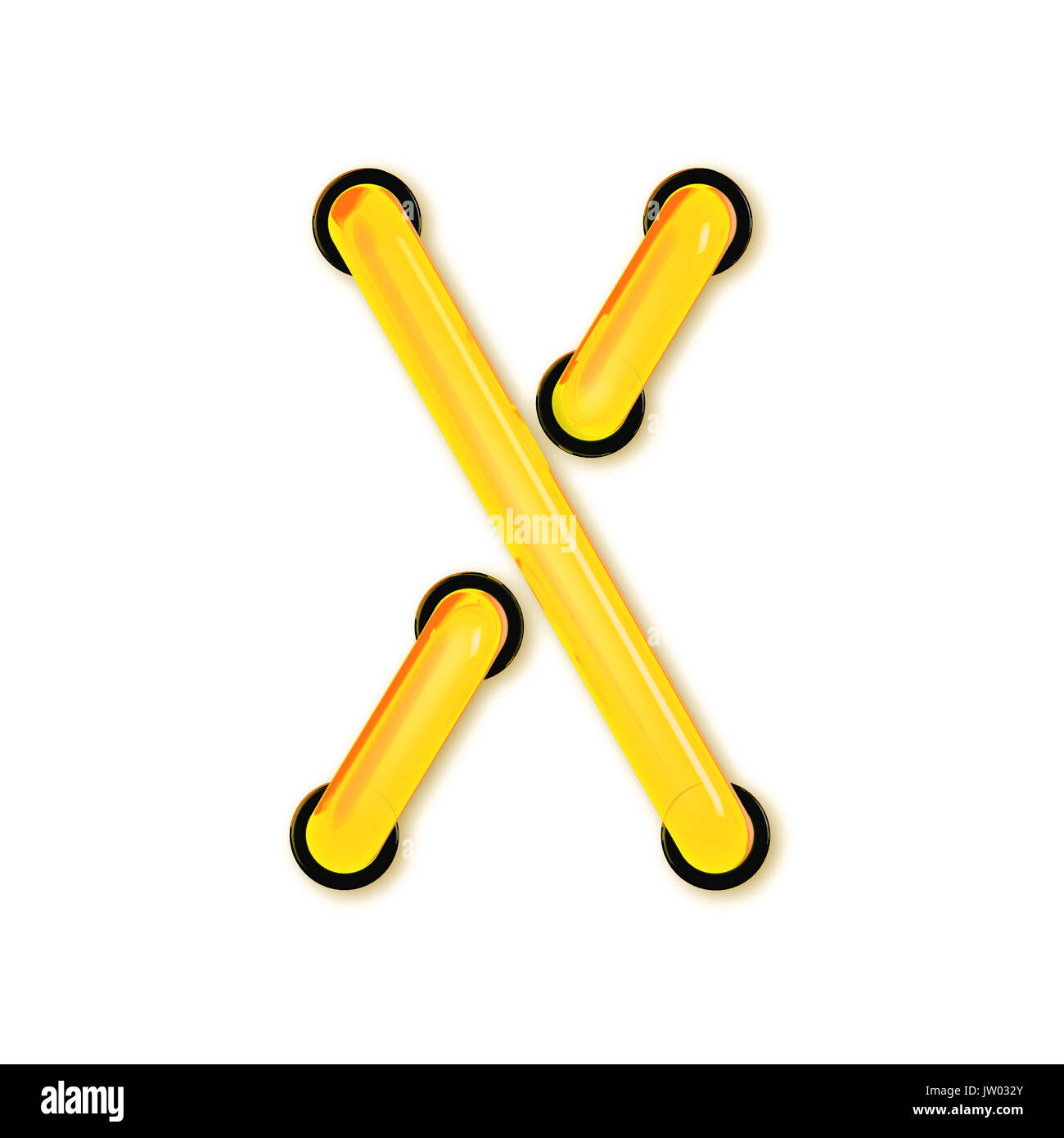 Neon tube style light letter X. Glowing neon Capital letter. 3D ...