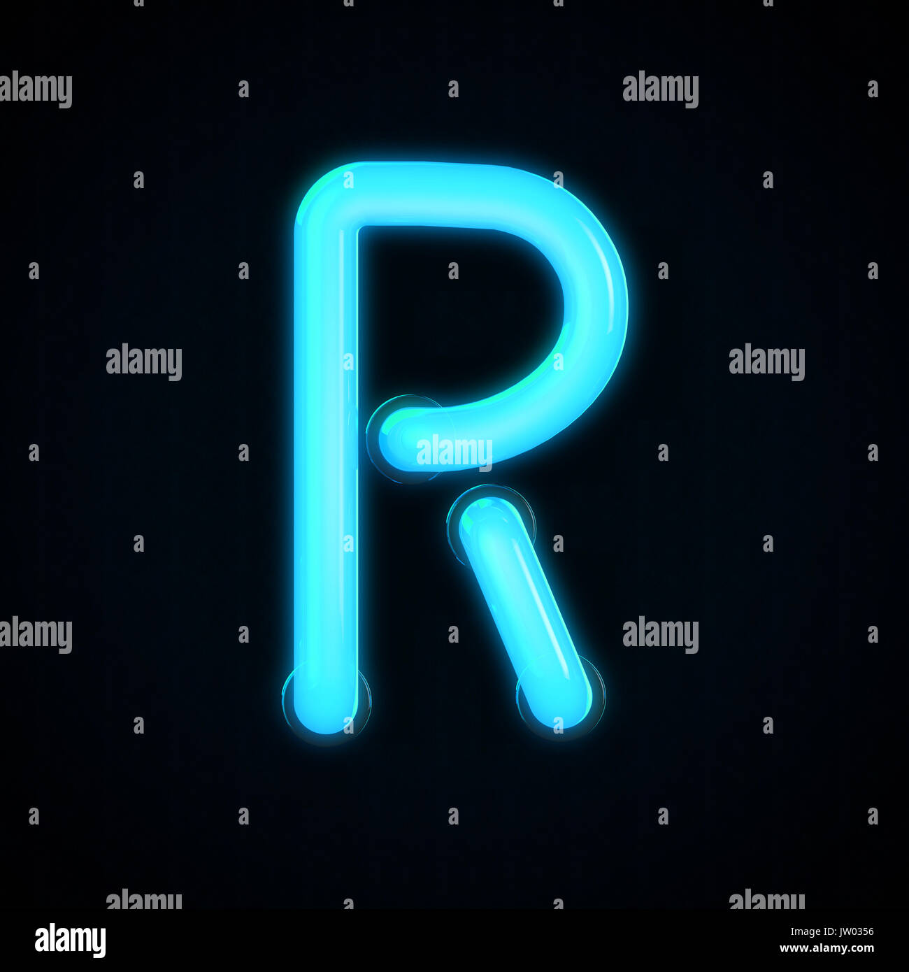 Blue neon glowing light letter R capital letter. 3D rendering Stock ...