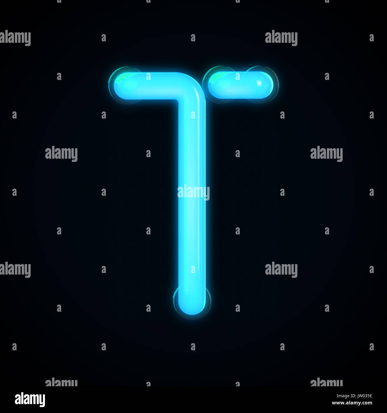 Blue neon glowing light letter T capital letter. 3D rendering Stock ...